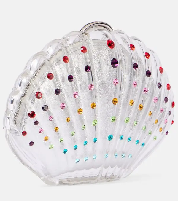 AQUAZZURA Crystal Shell Embellished Clutch - Multicoloured