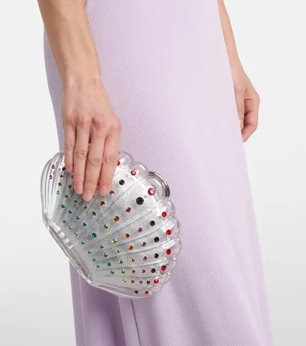 AQUAZZURA Crystal Shell Embellished Clutch