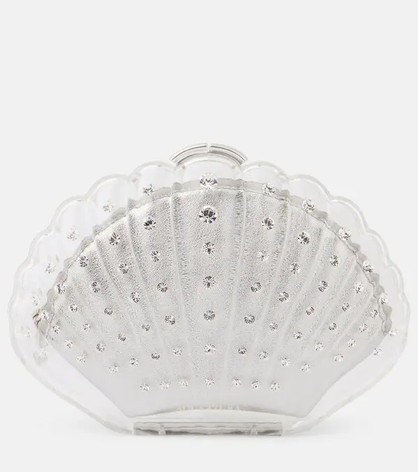 AQUAZZURA Crystal Shell Embellished Clutch - Transparent