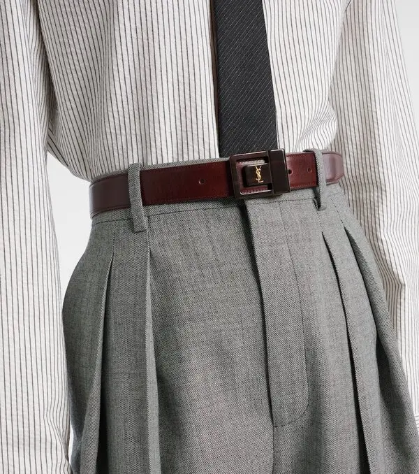 Saint Laurent La 66 Leather Belt - Brown