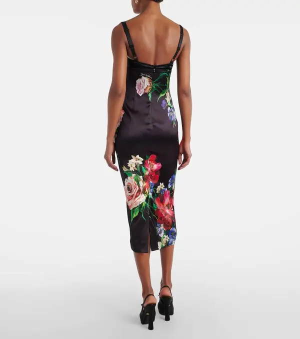 Dolce & Gabbana Floral Satin Midi Dress - Multicoloured