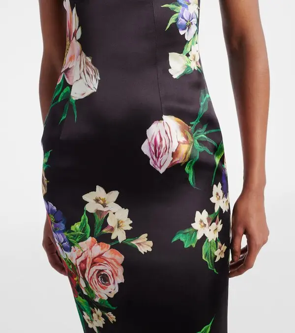 Dolce & Gabbana Floral Satin Midi Dress - Multicoloured