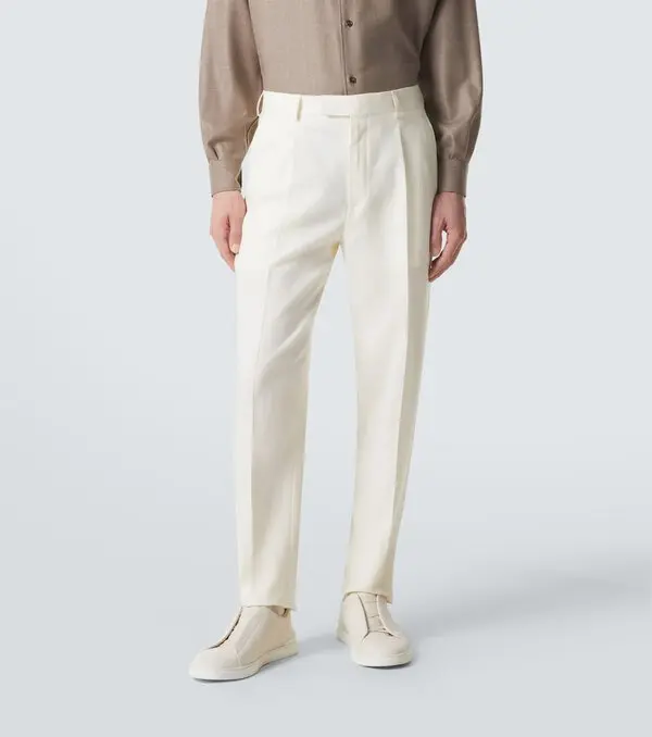 Zegna Straight Leg Linen Trousers