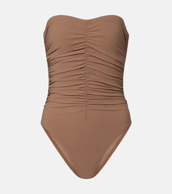 KARLA COLLETTO Ruched One Piece Swimsuit - Brown