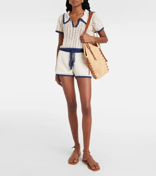 Anna Kosturova Seaside Crochet Shorts - Blue