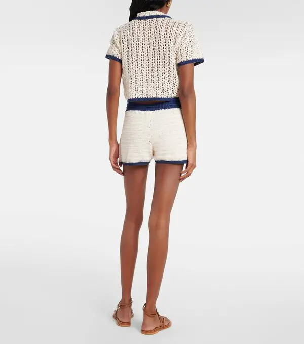 Anna Kosturova Seaside Crochet Shorts - Blue