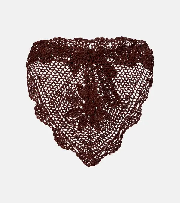 Anna Kosturova Crochet Cotton Crop Top - Brown