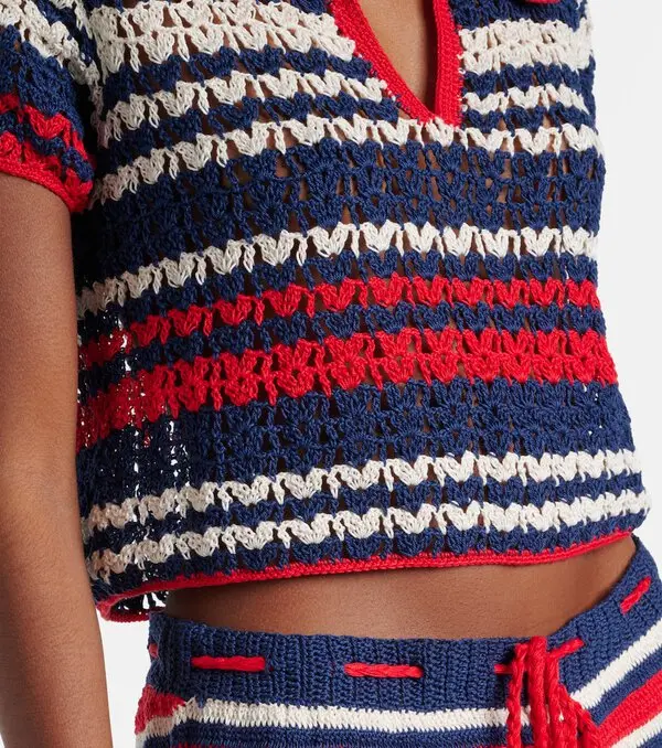 Anna Kosturova Crochet Cotton Crop Top - Multicoloured