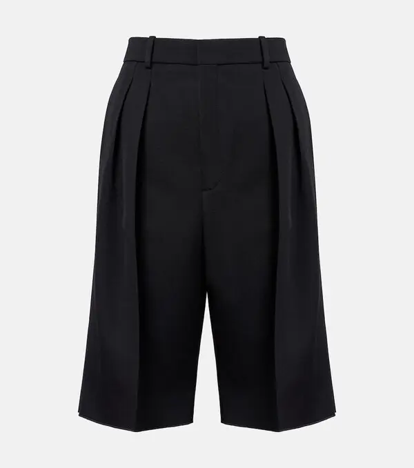 Saint Laurent Grain De Poudre Wool Bermuda Shorts - Black