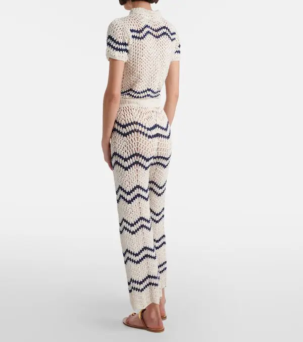 Anna Kosturova Nautical Crochet Wide-leg Pants - White