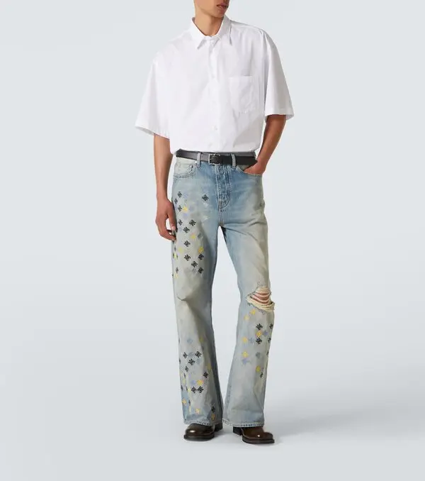 Amiri Ma Quad Embroidered Flared Jeans