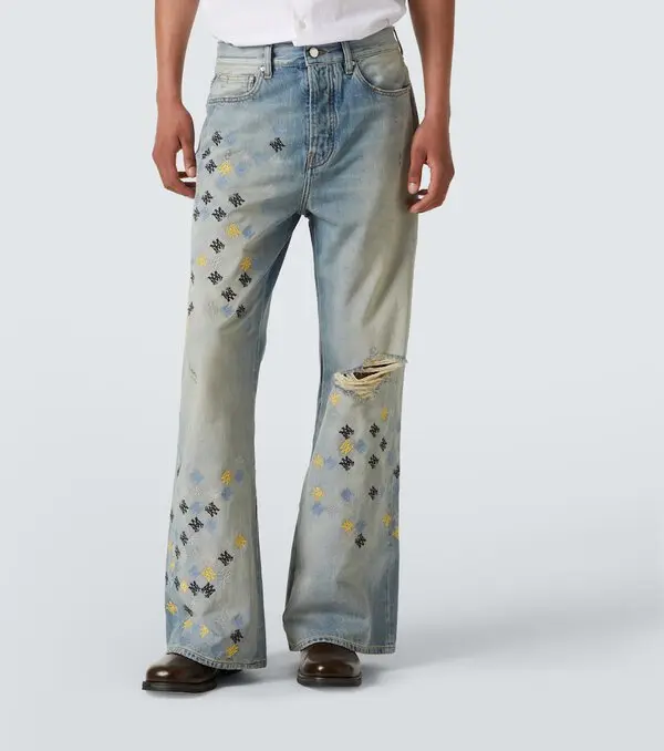 Amiri Ma Quad Embroidered Flared Jeans