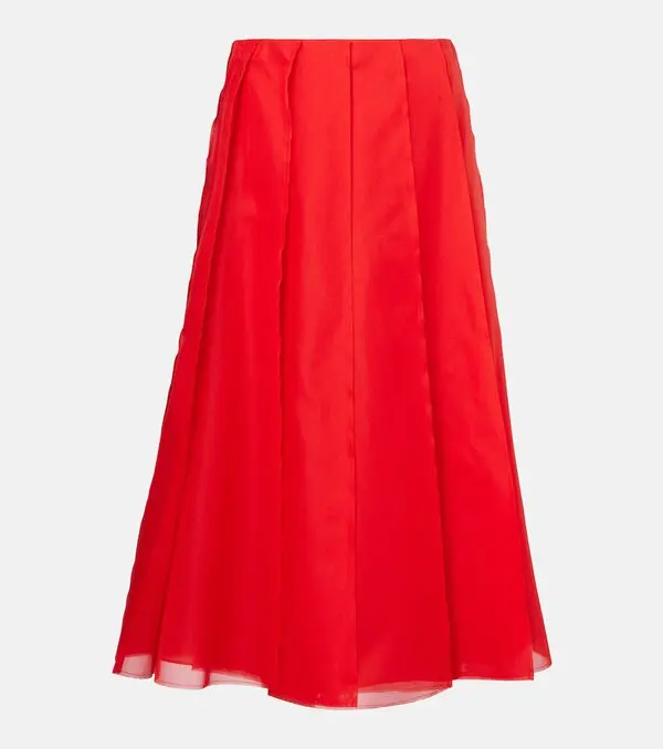 Altuzarra Silk Organza Midi Skirt - Red
