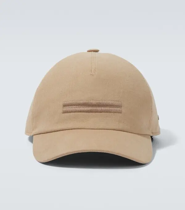 Zegna Embroidered Linen Baseball Cap - Brown