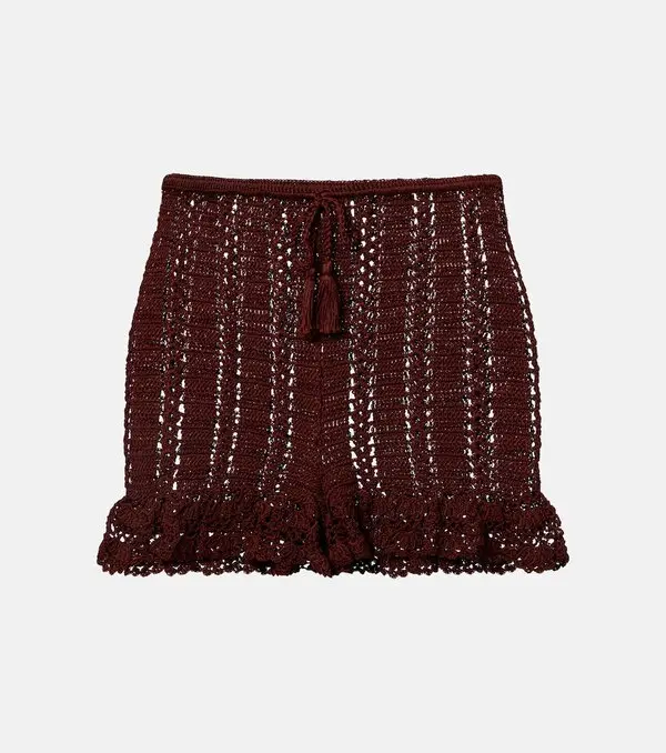 Anna Kosturova Crochet Cotton Shorts - Brown