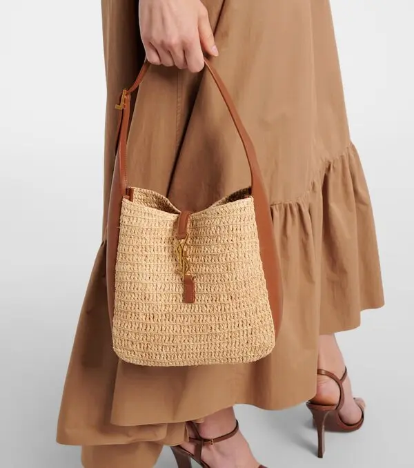 Saint Laurent Le 5 À 7 Small Raffia Shoulder Bag - Neutrals