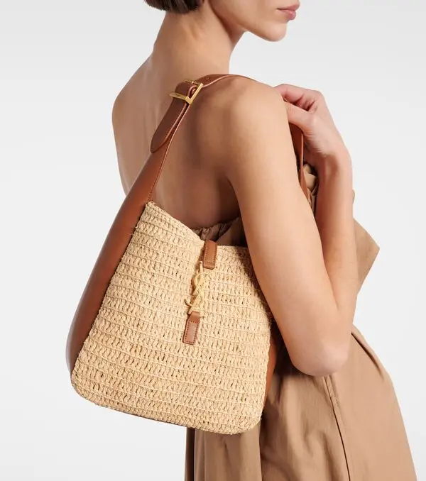 Saint Laurent Le 5 À 7 Small Raffia Shoulder Bag - Neutrals