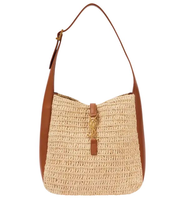 Saint Laurent Le 5 À 7 Small Raffia Shoulder Bag - Neutrals