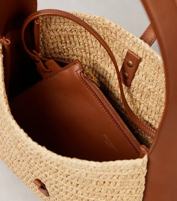 Saint Laurent Le 5 À 7 Small Raffia Shoulder Bag - Neutrals