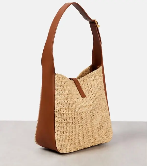 Saint Laurent Le 5 À 7 Small Raffia Shoulder Bag - Neutrals