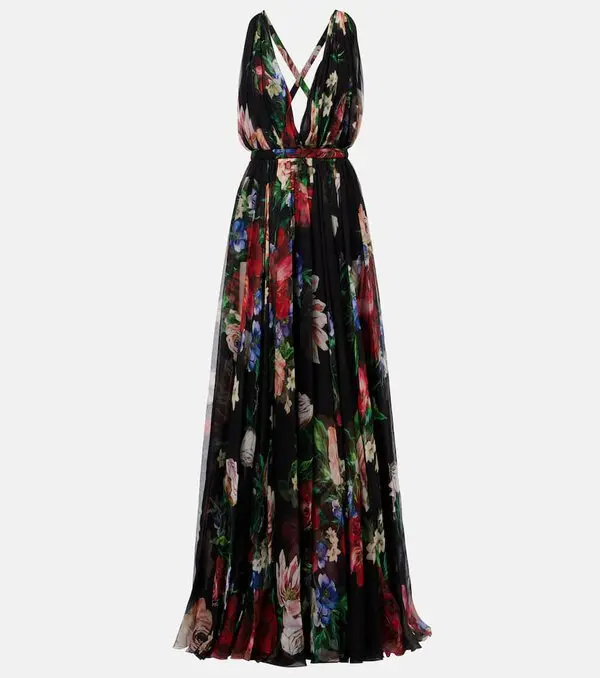 Dolce & Gabbana Floral Pleated Gown