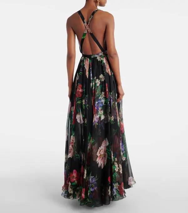 Dolce & Gabbana Floral Pleated Gown