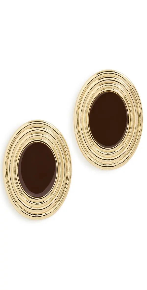 HEAVEN MAYHEM Rowan Stud Earrings - Gold/brown