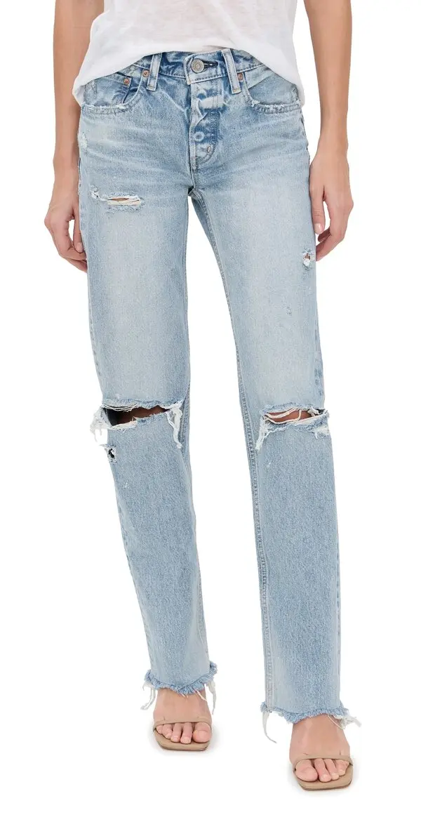 Moussy Vintage Odessa Straight Low Jeans - Light Blue