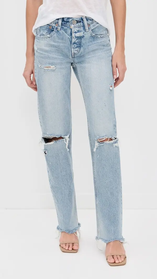 Moussy Vintage Odessa Straight Low Jeans - Light Blue
