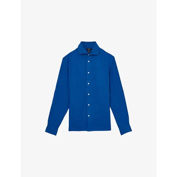 REISS Ruban Classic Collar Linen Shirt - Bright Blue