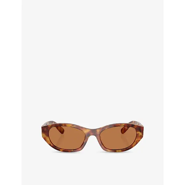 Miu Miu Mu A03s Oval-frame Acetate Sunglasses - Brown
