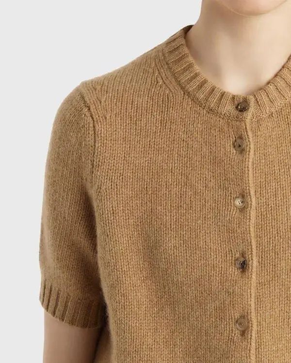 Khaite Nora Cashmere Knit Cardigan - Biscotti