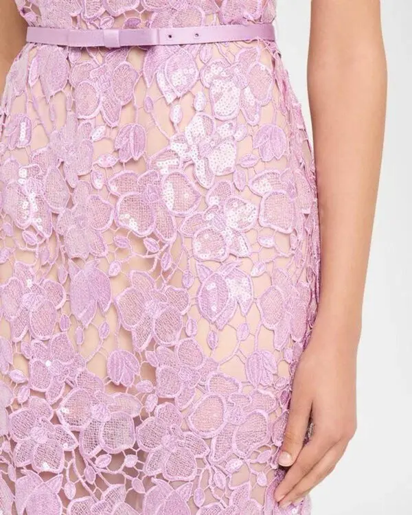 Retrofete Rowen Sequin Lace Midi Dress - Lavander