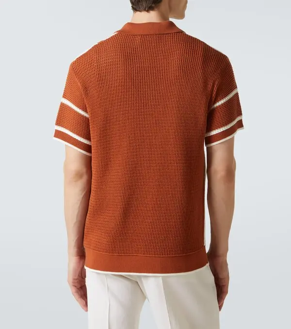 Frescobol Carioca Fabricio Crochet Cotton Shirt Burnt