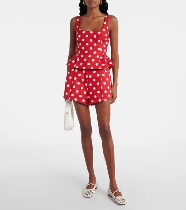 Posse Rosalie Polka-dot Linen Top - Red
