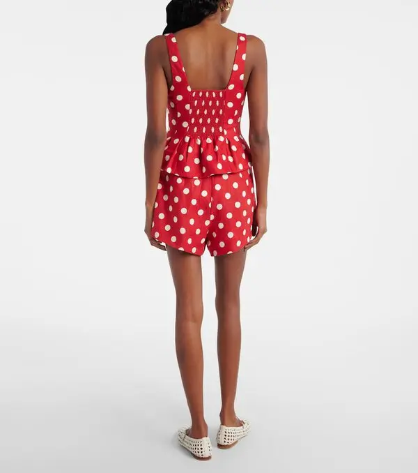 Posse Rosalie Polka-dot Linen Top - Red
