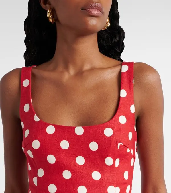 Posse Rosalie Polka-dot Linen Top - Red