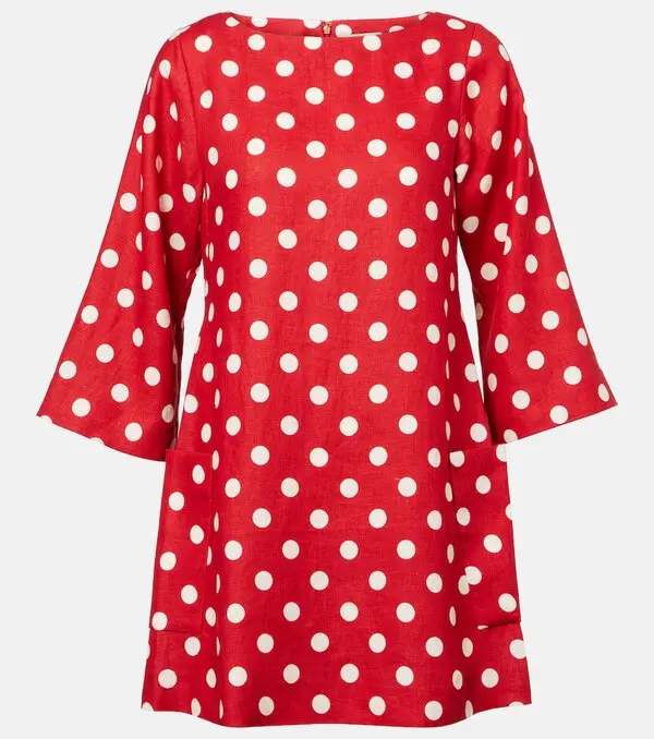 Posse Nina Polka-dot Linen Minidress - Red