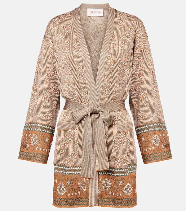 Valentino Garavani Jacquard Lamé Wrap Cardigan