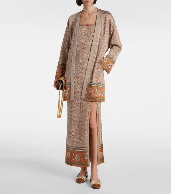 Valentino Garavani Jacquard Lamé Wrap Cardigan