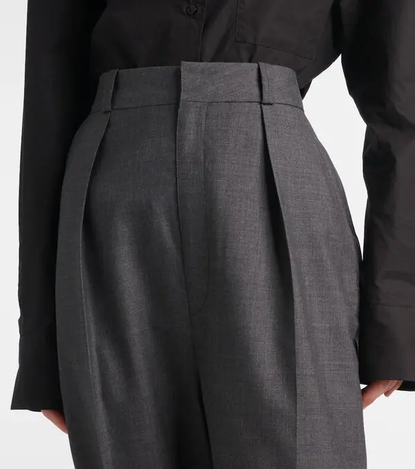 LEMAIRE Pleated Wool Twill Straight Pants