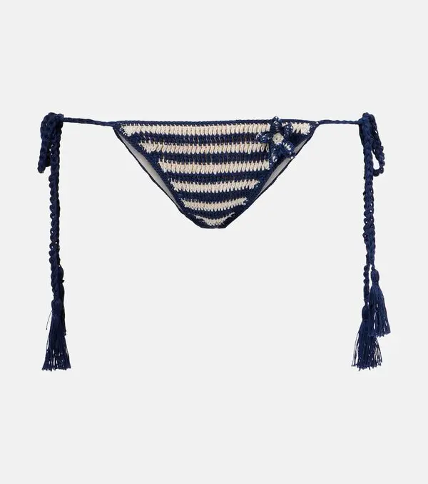 Anna Kosturova Gabrielle Crochet Bikini Bottom - Blue