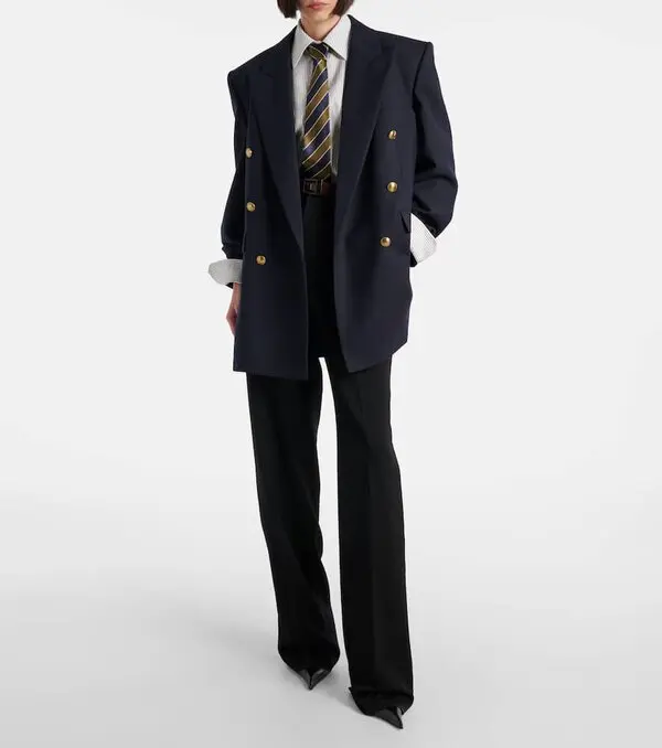 Saint Laurent Double-breasted Wool Chine Blazer