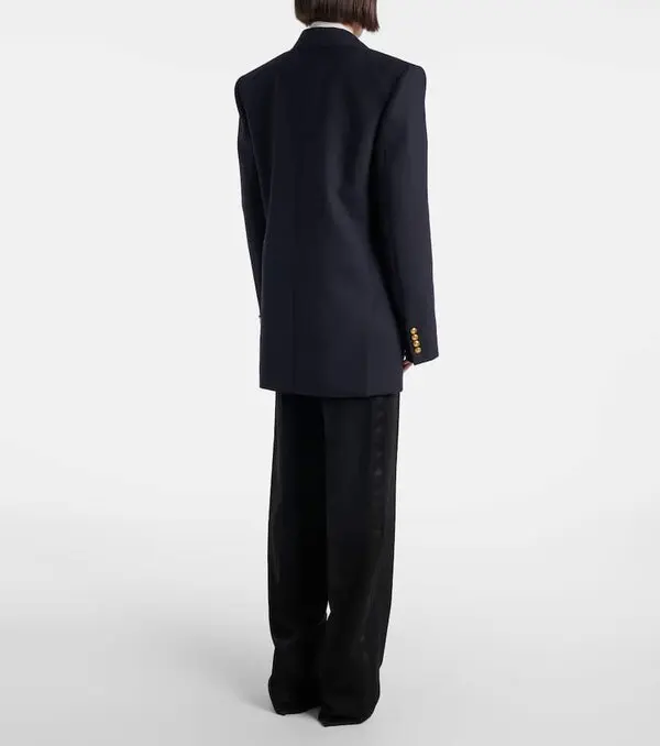 Saint Laurent Double-breasted Wool Chine Blazer