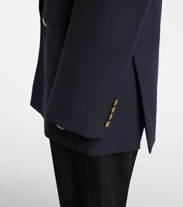 Saint Laurent Double-breasted Wool Chine Blazer