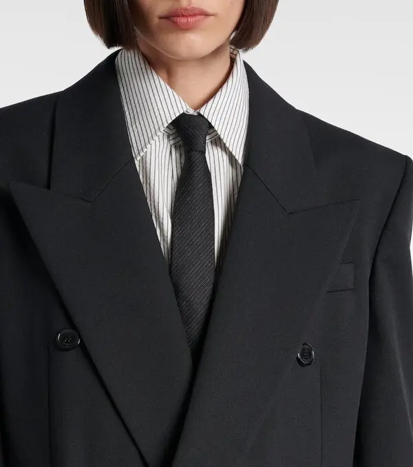 Saint Laurent Double-breasted Wool Canvas Blazer