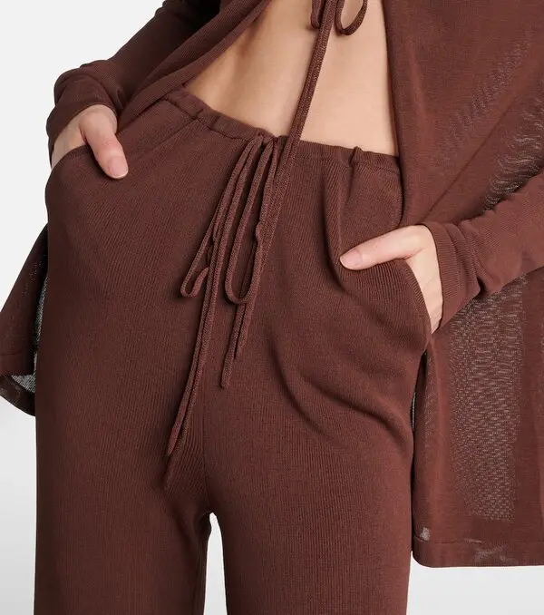 AYA MUSE Ribbed-knit Flared Pants