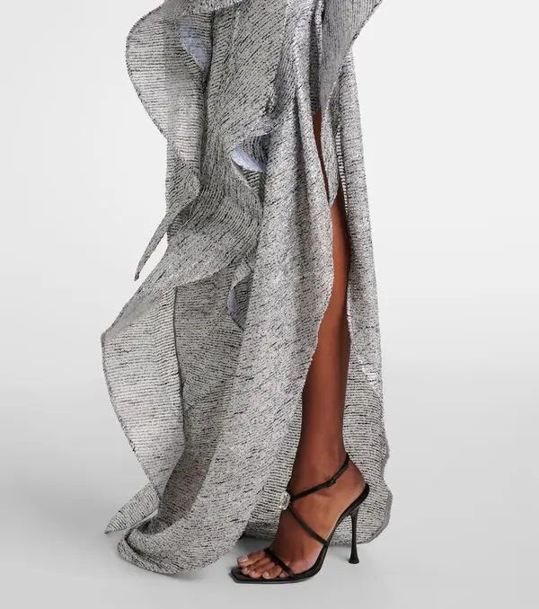 Maticevski Satellite Wave Ruffled Gown - Silver
