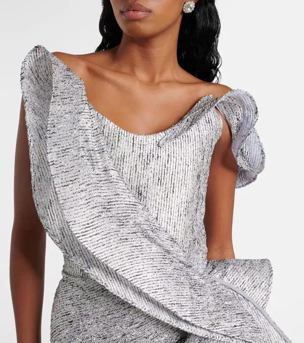 Maticevski Satellite Wave Ruffled Gown - Silver