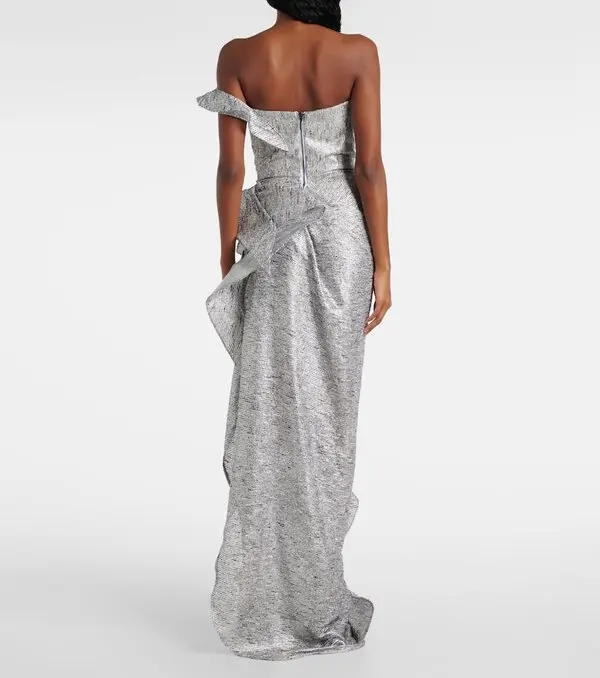 Maticevski Satellite Wave Ruffled Gown - Silver